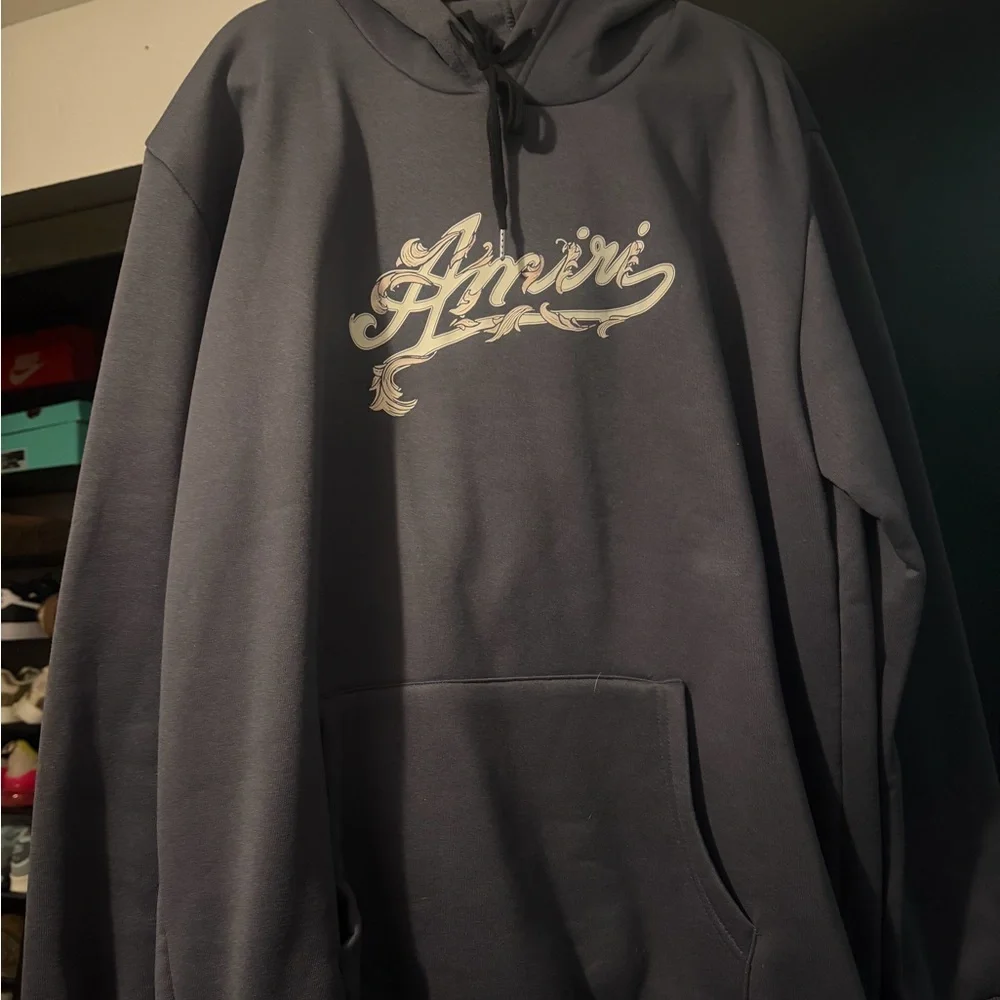AMIRI | Tops | Amiri Black Hoodie With Cream Logo | Poshmark